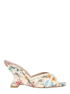 MALONE SOULIERS Perla Floral-print Wedge Mules - Cream