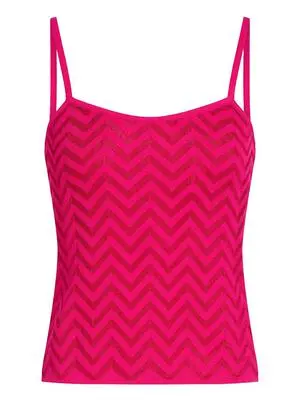 Missoni Crochet-knit Cotton-blend Top - Fuchsia