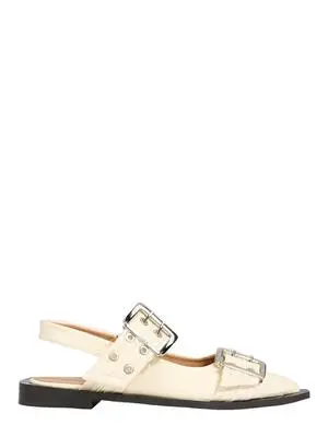GANNI Buckled Pointed-toe Slingback Flats - Cream