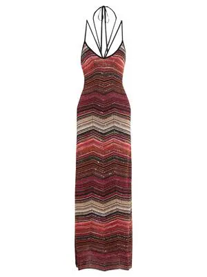 Missoni Sequin-embellished Crochet-knit Halterneck Maxi Dress - Magenta