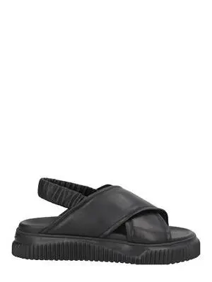 VOILE BLANCHE Leather Slingback Flatform Sandals - Black