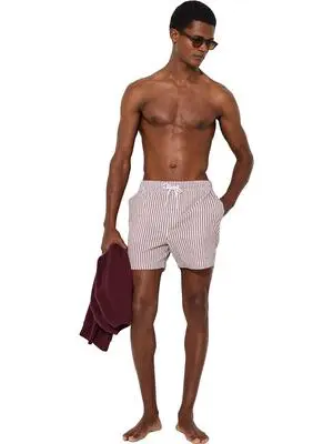 REISS Bay Seersucker Stripe Swim Shorts - Rose Pink/white