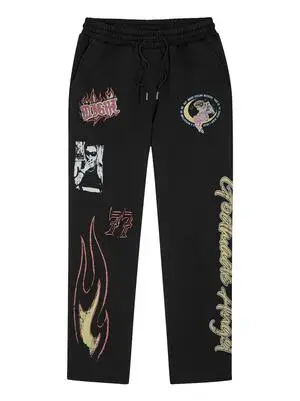 GOD MADE Angel Printed Straight-leg Cotton Sweatpants - Black