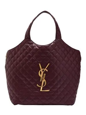 Saint Laurent Icare Quilted Leather Tote - Bordeaux