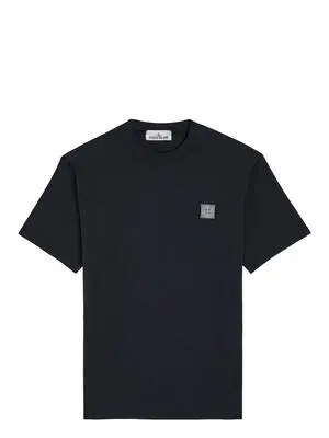 Stone Island Tonal Compass Logo Cotton T-shirt - Navy
