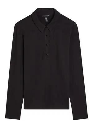 Eileen Fisher Textured Cotton-blend Polo Shirt - Black