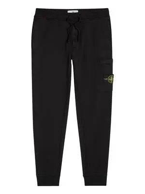 Stone Island Logo Cotton Sweatpants - Black