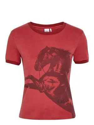 Chloé Printed Cotton T-shirt - Red