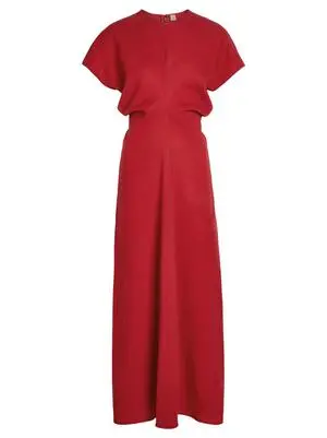 TOTEME Fitted-waist Wool Midi Dress - Red