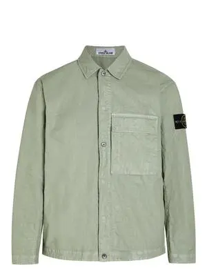 Stone Island Logo Nylon Overshirt - Sage