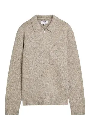 WAX LONDON Alpha Half-zip Wool Polo Jumper - Beige