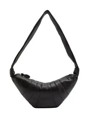 LEMAIRE Croissant Medium Grained Leather Shoulder Bag - Black