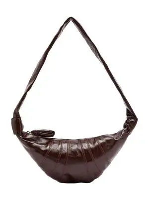 LEMAIRE Croissant Small Glossed Leather Shoulder Bag - Chocolate