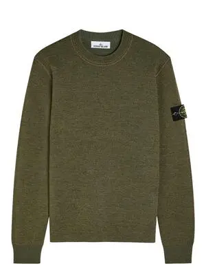 Stone Island Logo Wool-blend Jumper - Green