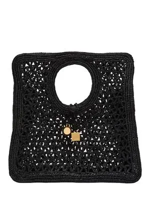 Jacquemus Le Petit Carre Spiaggia Raffia Tote Bag - Black
