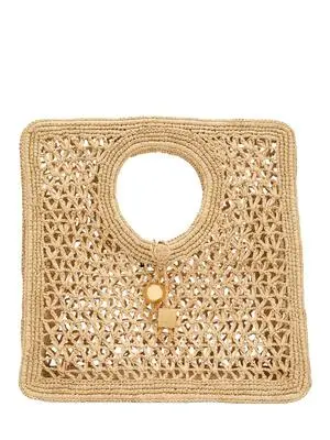 Jacquemus Le Petit Carre Spiaggia Raffia Tote Bag - Natural