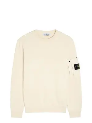 Stone Island Logo Cotton Sweatshirt - Ivory