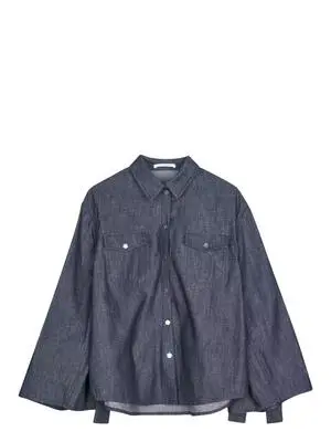 Cecilie Bahnsen Bow-embellished Denim Shirt - Blue
