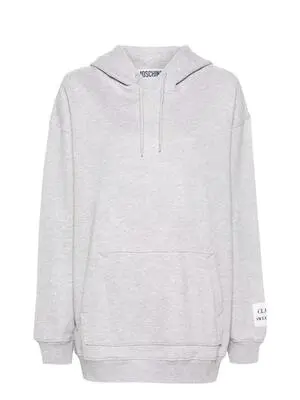 Moschino Cotton Slogan Patch Hoodie - Grey