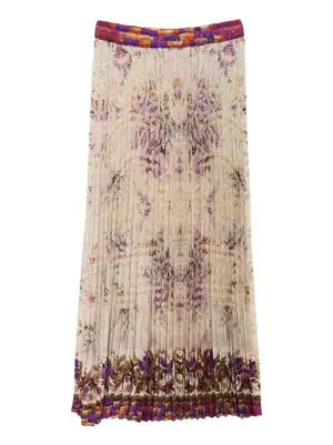 PIERRE-LOUIS MASCIA Ceto Pleated Floral Skirt - Neutrals