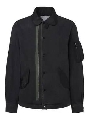 Sacai Twill-trimmed Denim Blouson Jacket - Black