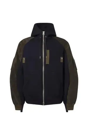 Sacai Cotton-blend And Twill Hoodie - Blue