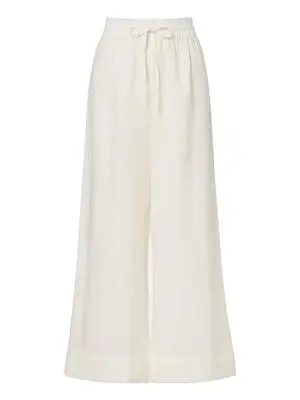Polo Ralph Lauren Cropped Linen And Cotton Wide-leg Pants - White