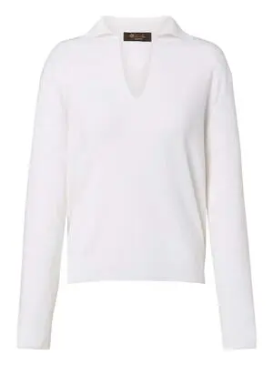 Loro Piana Siena Silk And Cotton Polo Sweater - White