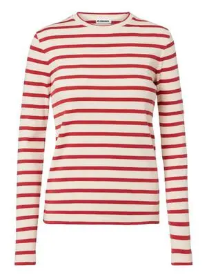 JIL SANDER Striped Cotton T-shirt - Red