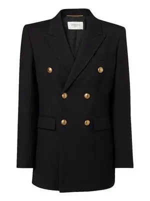 Saint Laurent Wool Gabardine Double-breasted Blazer - Black
