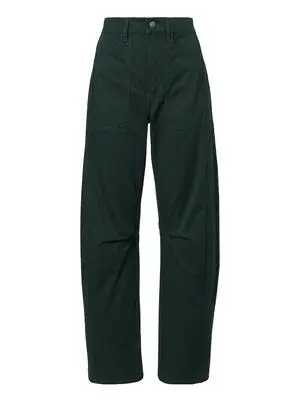 Veronica Beard Cotton Twill Barrel-leg Pants - Green