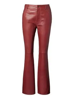 Chloé Leather Flared Trousers - Burgundy