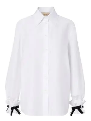 Valentino Garavani Bow-detail Cotton-blend Poplin Shirt - White