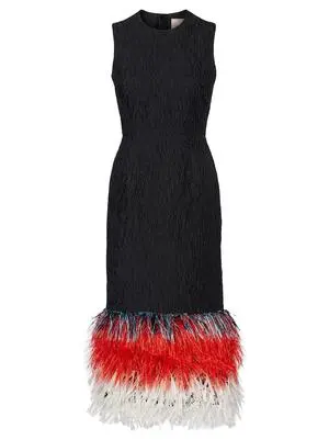 ROKSANDA Zua Feather-trimmed Midi Dress - Black