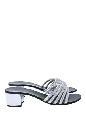 GIUSEPPE ZANOTTI Embellished Block Heel Sandals - Silver