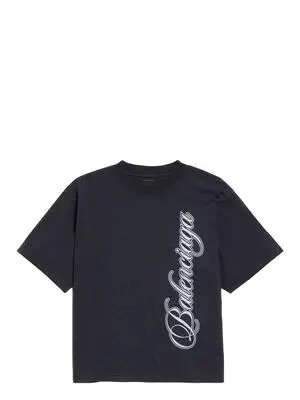 Balenciaga Cursive T-shirt Medium Fit - Black