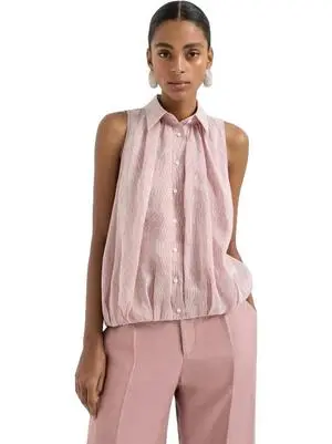 Brunello Cucinelli Striped Organza Shirt - Red