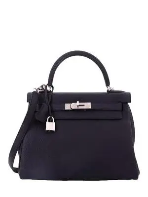 Hermès Kelly Handbag Togo With Brushed Palladium Hardware 28 - Black