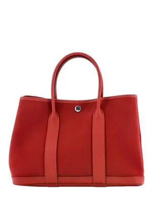 HERMES Garden Party 30 Tote Toile And Leather - Rouge Duchesse