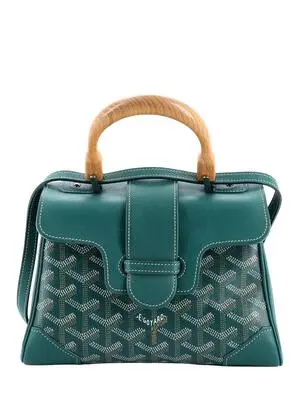 GOYARD Saigon Top Handle Bag Coated Canvas With Leather Mini - Green