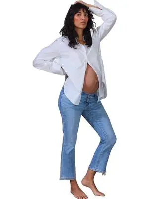 Hatch Classic Maternity Button-down Shirt - White