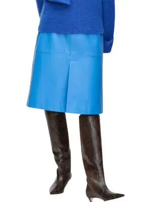 ALIGNE Olwen Leather Knee-length Skirt - Blue
