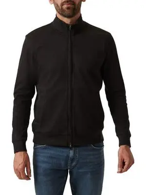 34 Heritage Pima Cotton Mock Neck Zip Jacket - Black