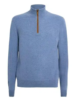 Rlx Ralph Lauren Cashmere Quarter-zip Sweater - Navy