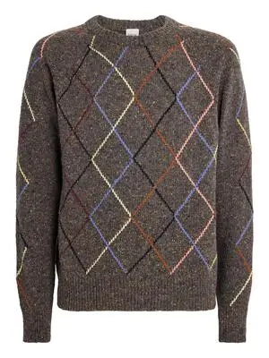 Paul Smith Wool-cotton Argyle Sweater - Brown