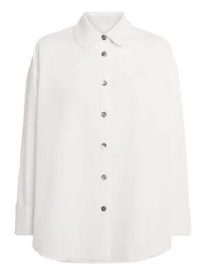 NOMADISSEM Seersucker Cotton Oversized Shirt - White