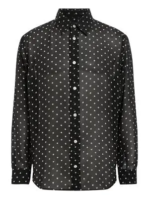 ALLSAINTS Sheer Polka Dot Sangha Shirt - Black