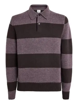 Paul Smith Wool Stripe Polo Sweater - Purple