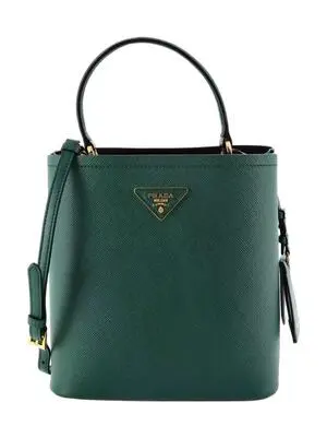 Prada Panier Saffiano Leather Medium Bucket Bag - Green