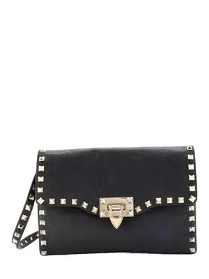 VALENTINO Rockstud Flip Lock Flap Bag Leather Medium Crossbody Bag